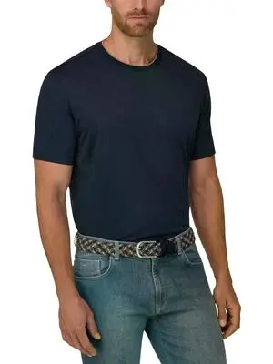 Boggi Milano T-shirt In Cotton And Silk Jersey - Blue