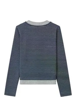 FINGERCROXX Striped Layered-effect T-shirt Blue