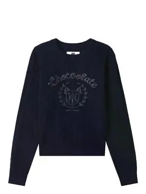 CHOCOOLATE Cable-knit Logo-embroidered Sweater - Blue