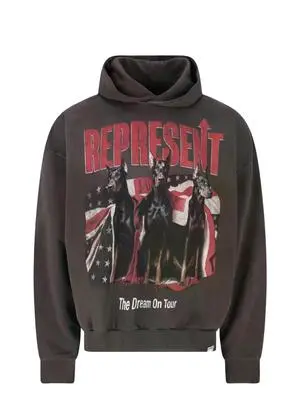 REPRESENT Graphic-print Cotton Hoodie - Brown