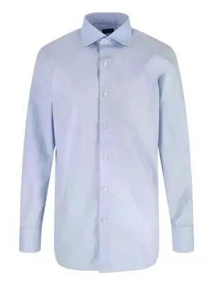 FINAMORE 1925 Spread-collar Long-sleeve Shirt - Blue
