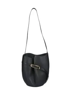 LIFFNER Belted Buckle-detail Pebbled Bucket Bag Black
