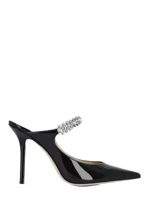 JIMMY CHOO Bing 100 Patent-leather Mules With Crystal Strap - Black