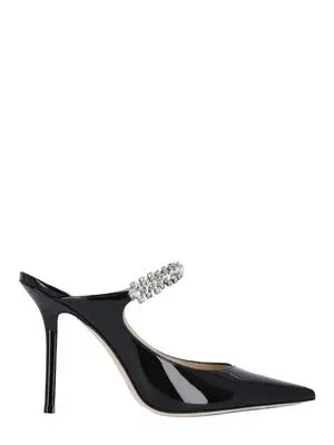JIMMY CHOO Bing 100 Patent-leather Mules With Crystal Strap - Black