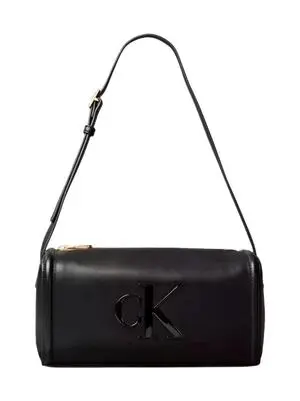 Calvin Klein Logo-plaque Barrel Shoulder Bag Black
