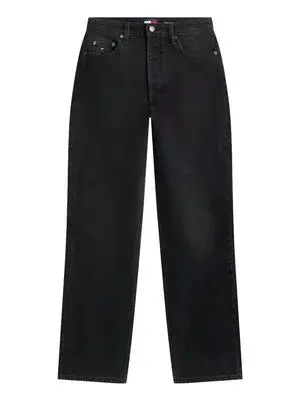 Tommy Hilfiger Faded-effect Logo-patch Jeans - Black