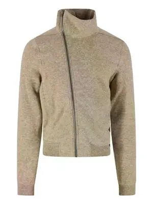 Rick Owens Tower Bauhaus Asymmetric-zip Funnel-neck Sweater - Neutrals
