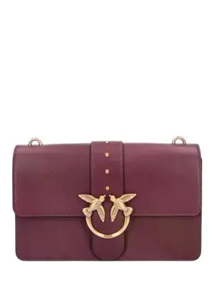 Pinko Medium Love Birds Leather Crossbody Bag - Red