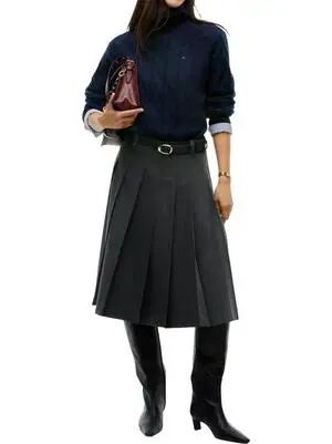 Tommy Hilfiger Pleated Midi Skirt - Grey