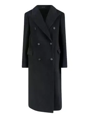 Tagliatore Jole Double-breasted Belted Midi Coat Grey