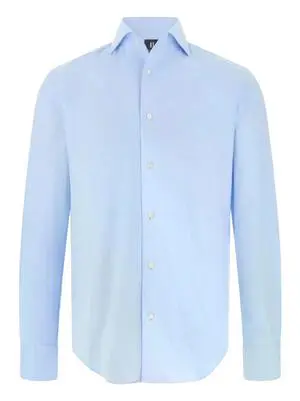 Boggi Milano Shirt In Cotton Dobby Regular-fit - Blue