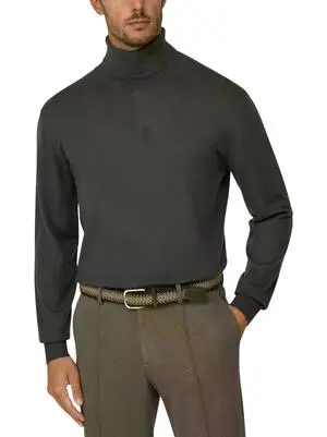 Boggi Milano Turtleneck Jumper In Extrafine Merino-wool Grey