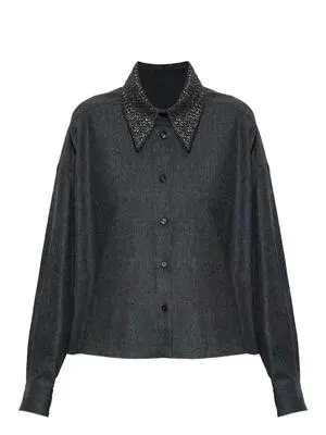 Fabiana Filippi Bead-embellished Collar Shirt - Grey