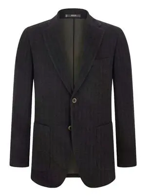 Boggi Milano Blazer Herringbone In Cotton And Wool B Jersey - Brown