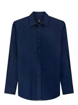 Boggi Milano Shirt In Cotton Denim Regular-fit - Blue