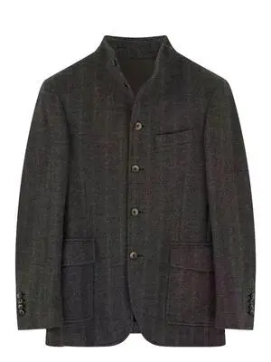 Boggi Milano Peacoat Herringbone In Wool And Cotton - Grey