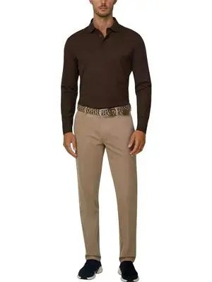 Boggi Milano Trousers In Stretch Cotton - Neutrals