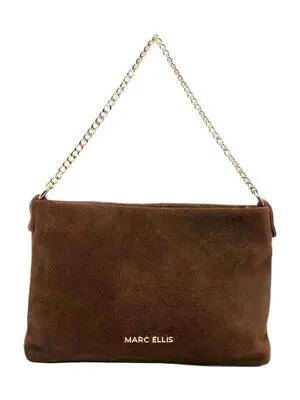 MARC ELLIS Ester Cm Suede Logo-lettering Shoulder Bag - Brown
