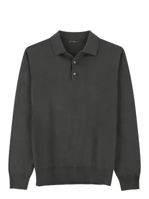 Boggi Milano Knitted Polo Shirt In Merino - Grey