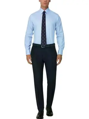 Boggi Milano Herringbone Cotton Muslin Shirt Regular Fit - Blue