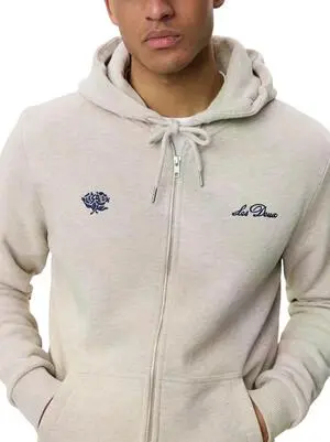 LES DEUX Logo-embroidered Zip-up Hoodie - Neutrals