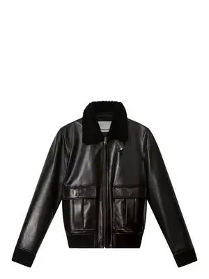 MARANT Bowy Fur-collar Leather Jacket - Black