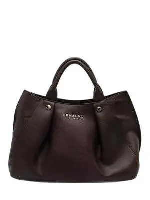 ERMANNO FIRENZE Logo-plaque Pebbled-leather Tote Bag - Brown
