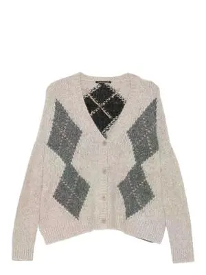 LUISA CERANO Argyle-knit V-neck Cardigan