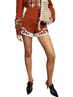 ALEMAIS Duke Embroidered Mini Shorts Orange