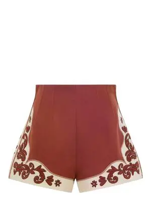 ALEMAIS Duke Embroidered Mini Shorts Orange