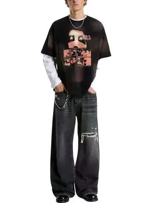 MISBHV 7:30 Pm Lakefront Graphic-print Washed T-shirt - Black