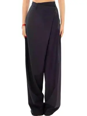 WHITE SAND Asymmetric Wrap-front Trousers - Black