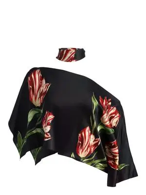 ALICE + OLIVIA Rita Floral-print Draped Top