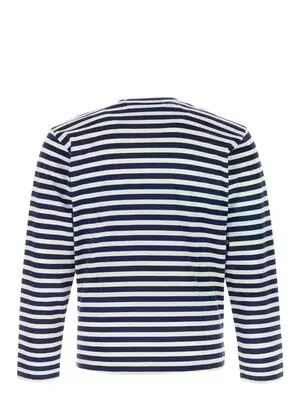 Play Comme Des Garcon Striped Embroidered T-shirt - Blue