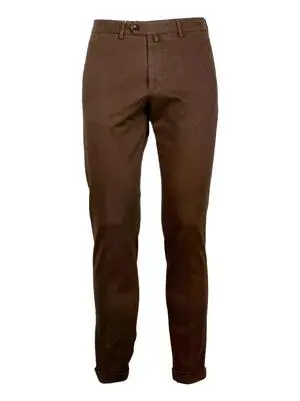 B SETTECENTO Textured Turn-up Trousers - Brown
