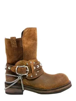 ANN DEMEULEMEESTER Boa Studded Chain-link Boots