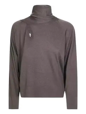 Incotex Scarf-detail Raglan-sleeve Sweater Brown