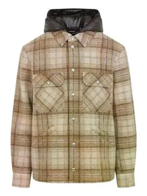Moncler Nyvalin Check-pattern Hooded Down Jacket Neutrals