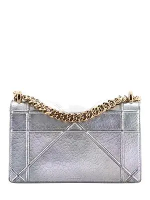 Dior Diorama Flap Bag Crackled Deerskin Small Shoulder Bag - Silver