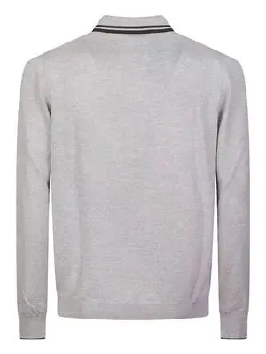 FAY Tipped Quarter-zip Polo Shirt - Grey
