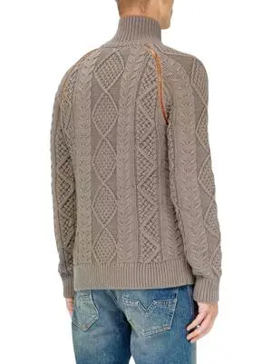 DIESEL® Zip Cardigan In Cable Knit Neutrals