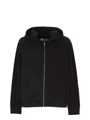 MAISON MARGIELA Logo-patch Zip-up Hoodie Black