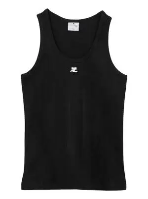COURREGES Ribbed-knit Vest Top Black