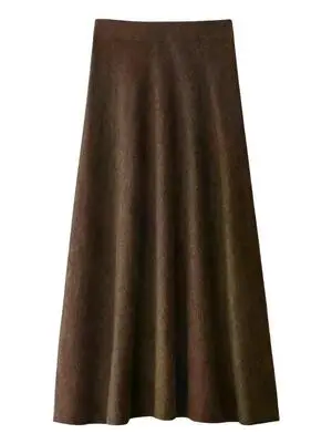 LISA YANG Torie Flared Wool Skirt - Brown