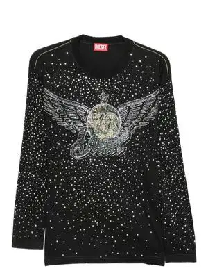 DIESEL® Rhinestone-embellished Long-sleeve T-shirt - Black