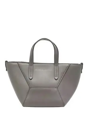 Brunello Cucinelli Duo Leather Tote Bag Grey