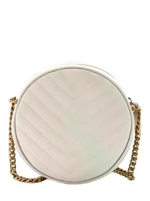 Saint Laurent Vinyle Round Camera Bag Matelasse Chevron Leather Crossbody Bag - Neutrals