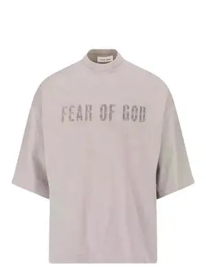 Fear Of God Merch Logo-print Mock-neck T-shirt - Grey