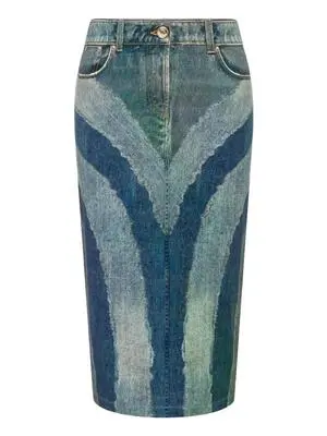 Moschino Printed Stretch Cotton Jersey Skirt - Blue