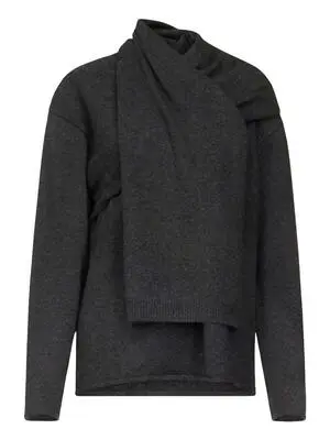 Loulou De Saison Frances Cashmere Scarf-detail Sweater - Grey